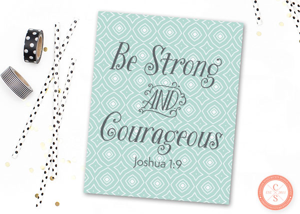 Be Strong and Courageous Patterned Wall Print - Joshua 1:9 | Christian ...